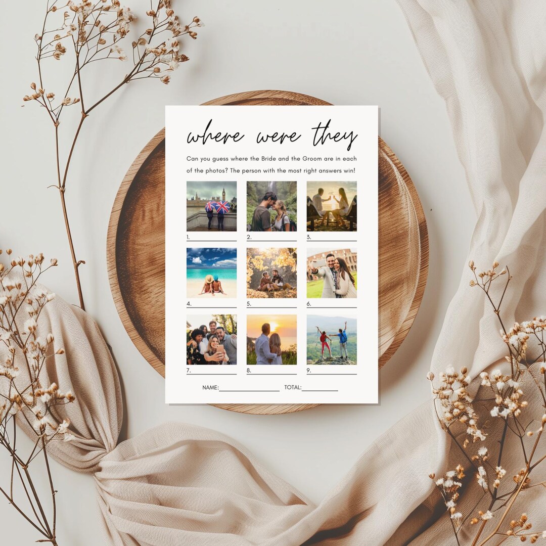 Where Were They Game Bridal Shower Game, Custom Photo Guessing Game ...