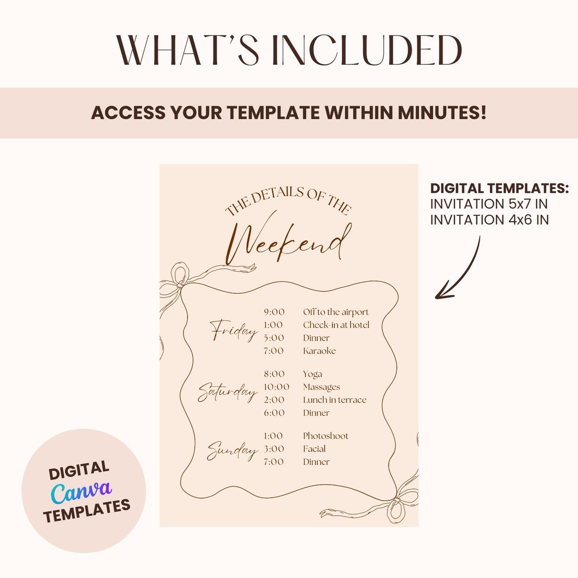 Bachelorette Weekend Invitation Template, Printable Hen Party Canva ...