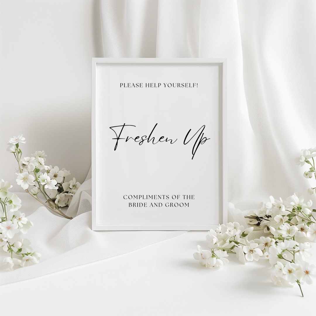 Freshen up Sign, Minimalist Sign, Editable Freshen up Sign, Wedding ...