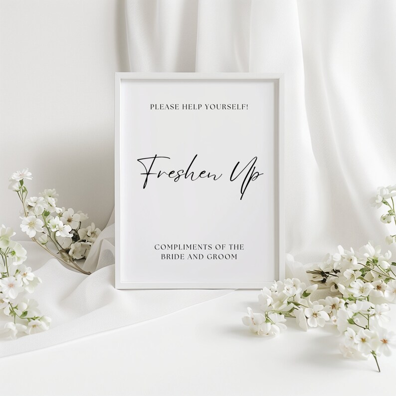 Freshen up Sign, Minimalist Sign, Editable Freshen up Sign, Wedding ...