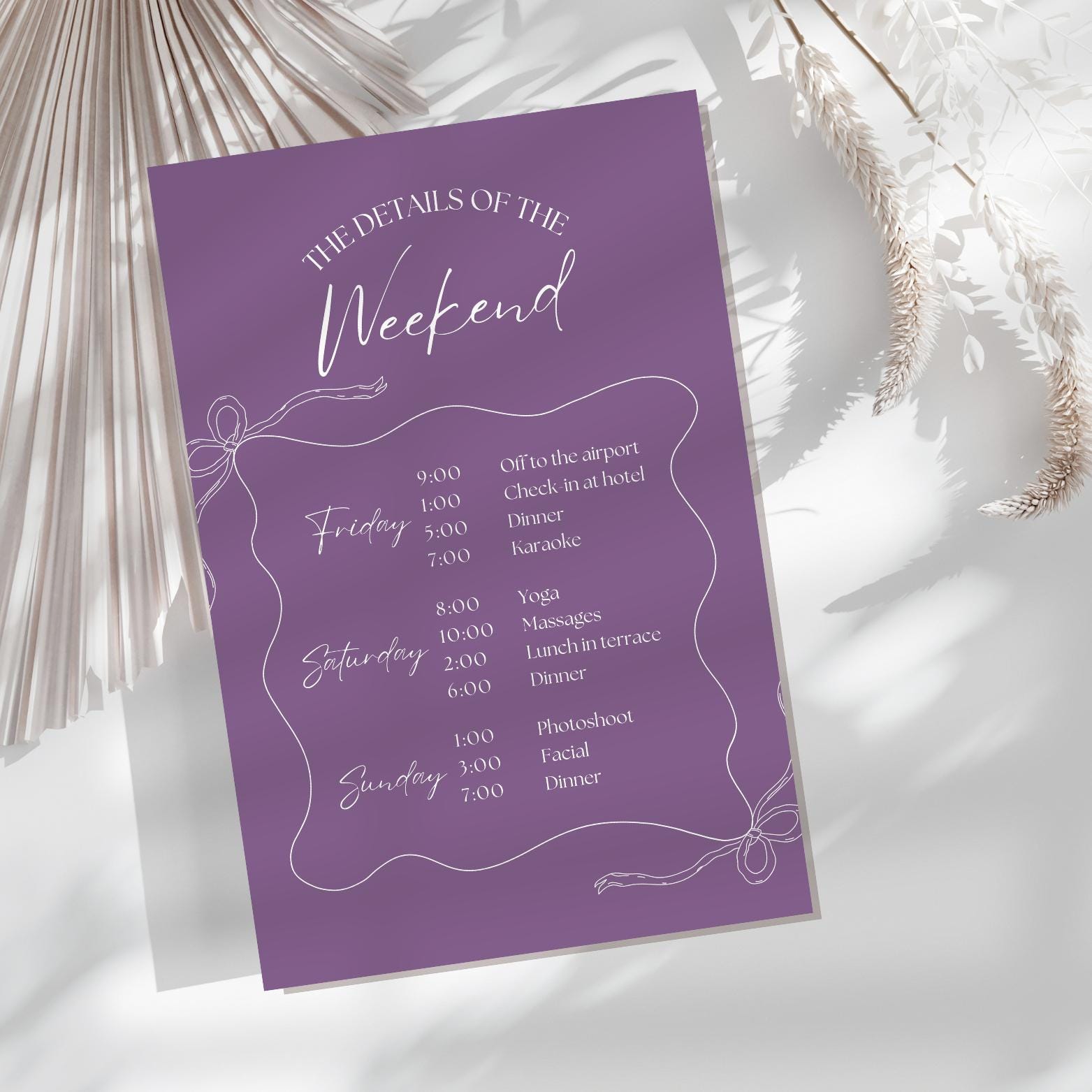 Purple Bachelorette Weekend Invitation Template, Printable Hen Party ...