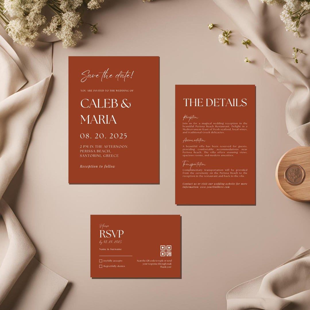 Terracotta Invitation Set, Colourful Wedding Invitation Sets ...