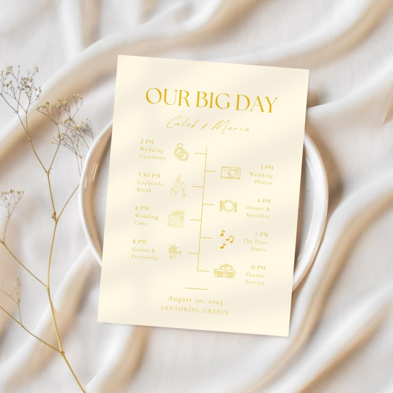 Light Yellow Background Wedding Invitation Set Template, Modern Invite ...
