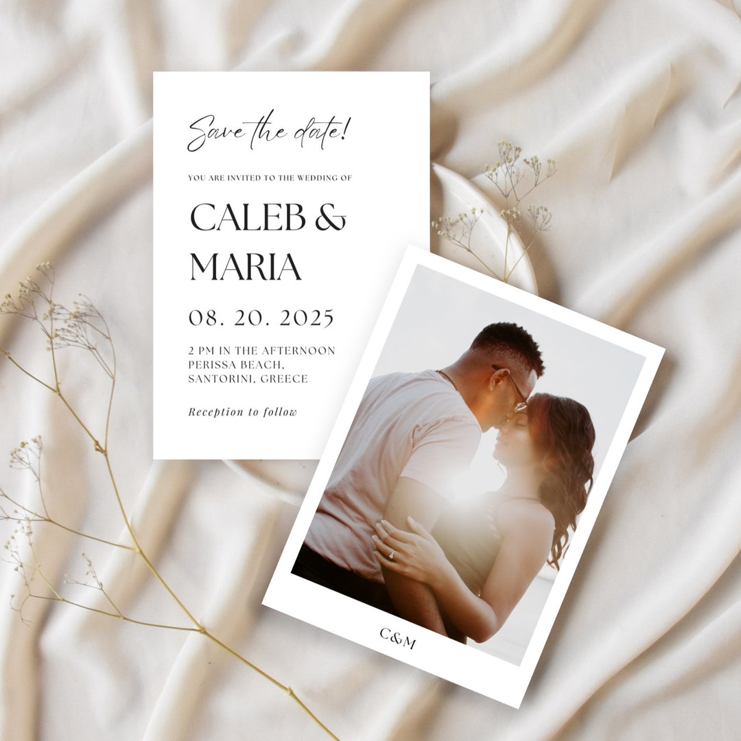 Wedding Invitation With Photo Template, Wedding Photo Invite, Modern ...