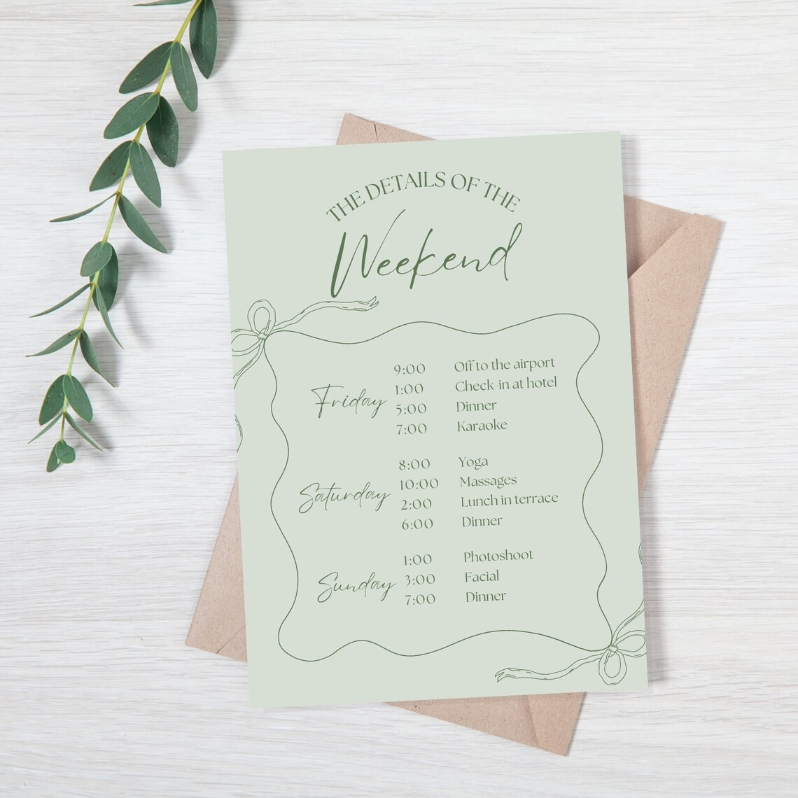 Bachelorette Weekend Invitation Template, Printable Hen Party Program ...