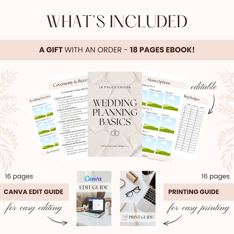 Minimalist Wedding Details Template, Minimalist Wedding Itinerary ...