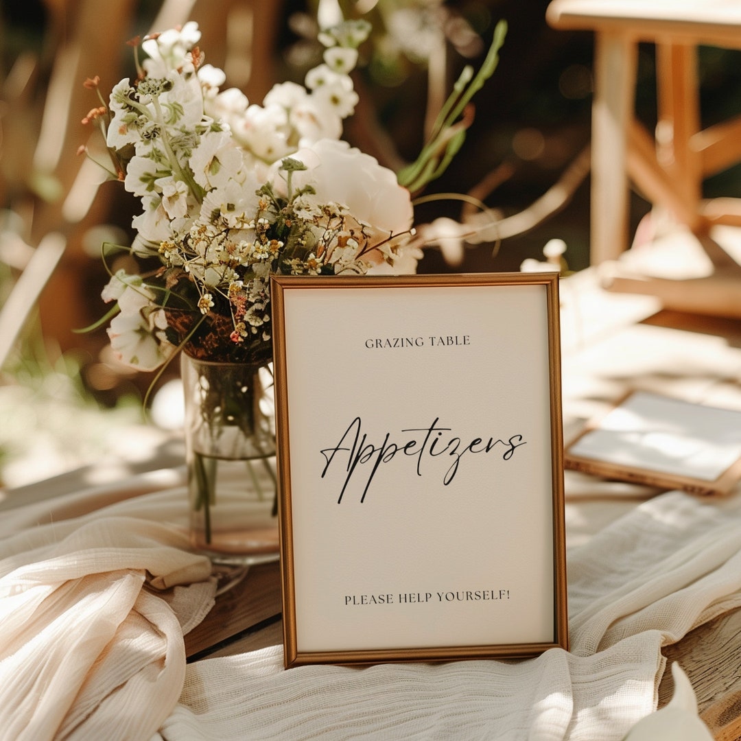 Appetizers Sign, Minimalist Signs, Editable Appetizers Sign, Wedding ...
