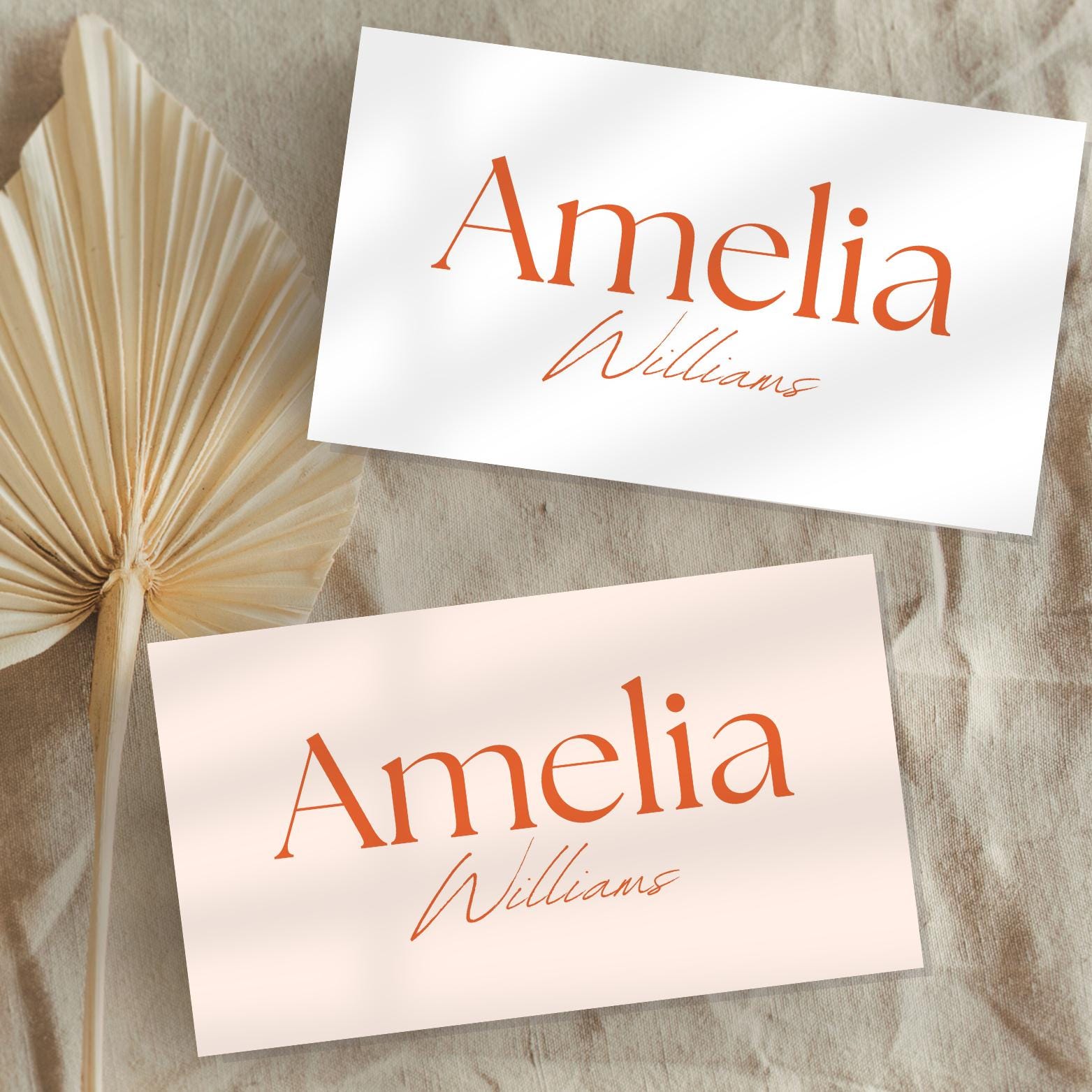 Orange Place Card Printable Template, Printable Wedding Name Cards ...