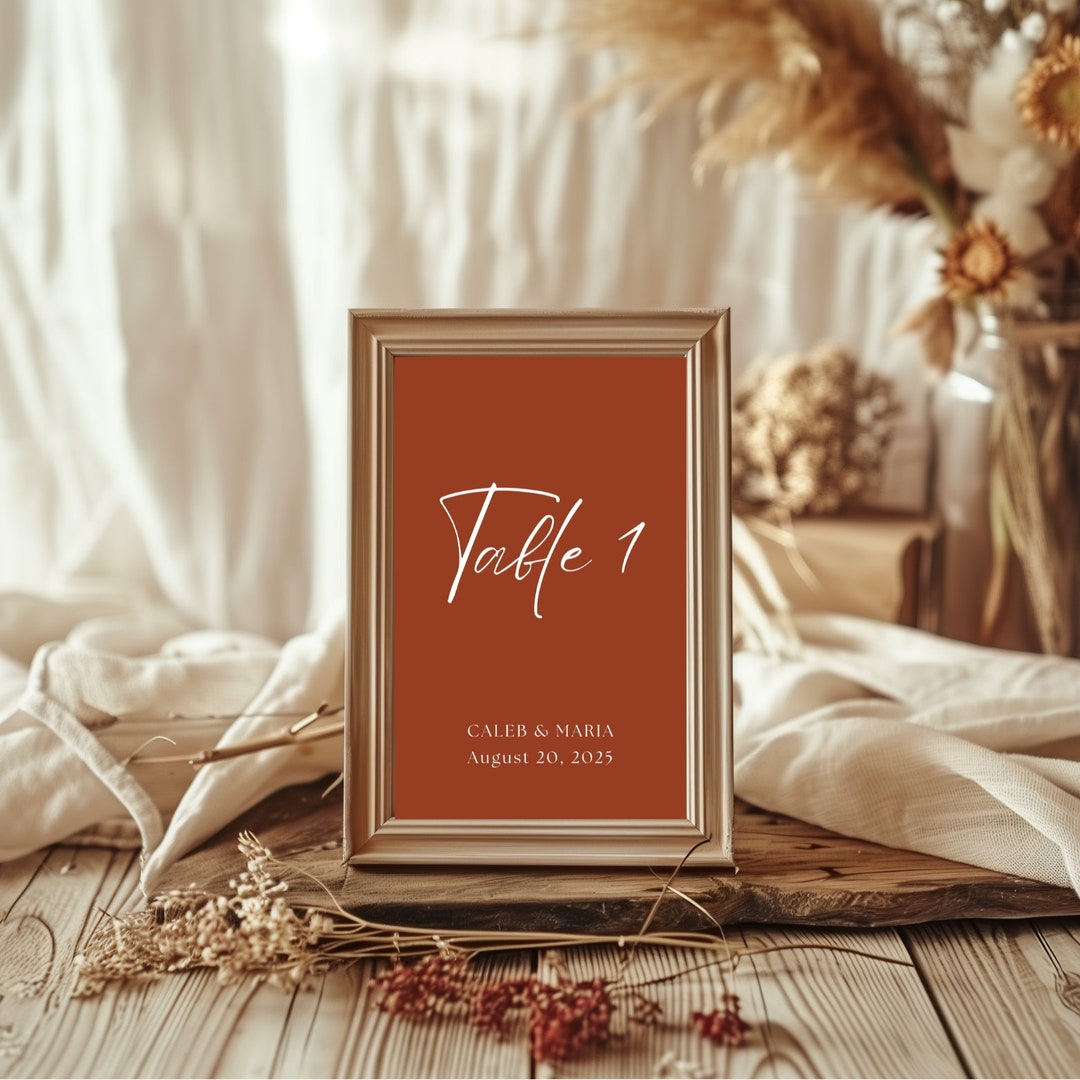 Terracotta Table Sign, Terracotta Wedding Sign, Table Sign Template ...