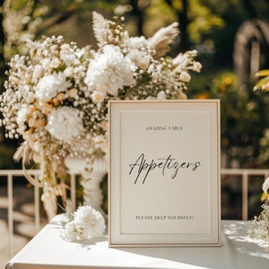 Appetizers Sign, Minimalist Signs, Editable Appetizers Sign, Wedding ...