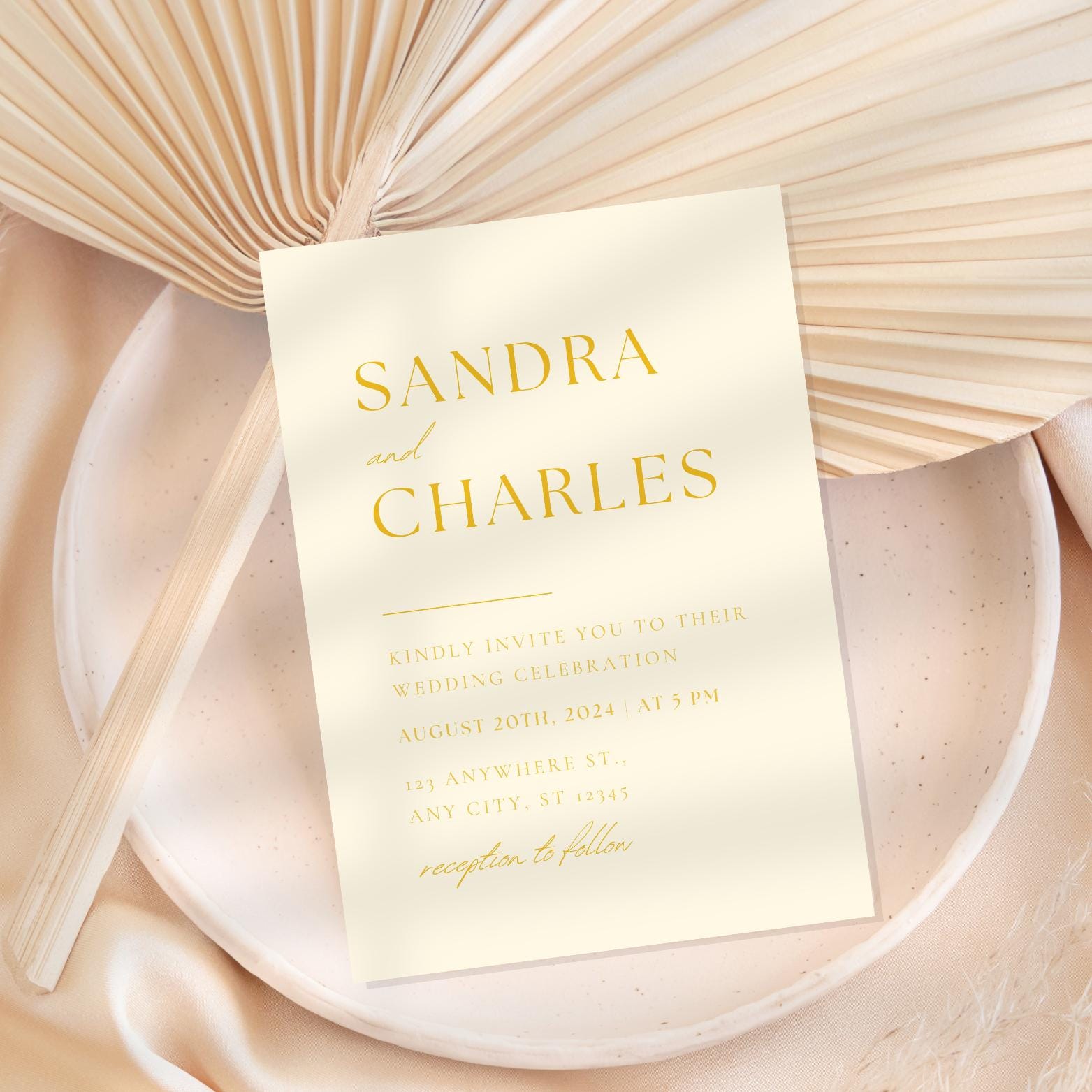 Yellow Minimalist Wedding Invitation Template, Modern Lemon Invitation ...