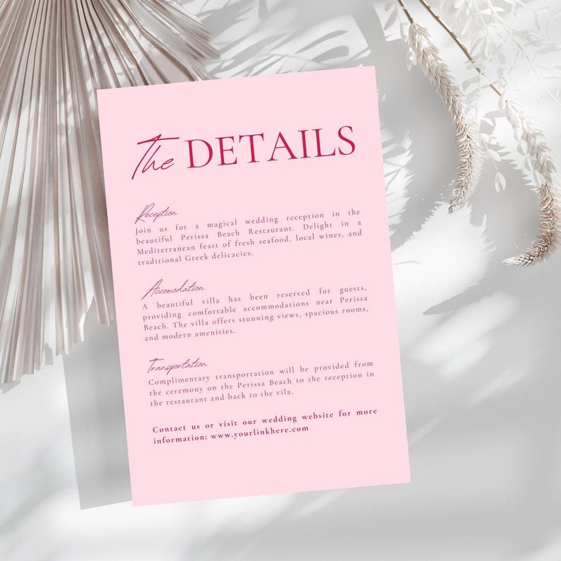 Pink Modern Wedding Invitation Suite Template, Hot Pink Invitation Set ...