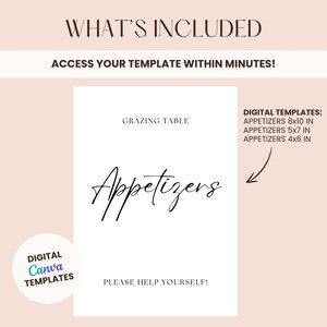 Appetizers Sign, Minimalist Signs, Editable Appetizers Sign, Wedding ...