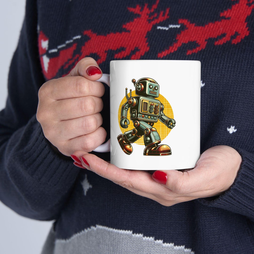 Retro Robot Mug | Vintage Sci-fi Coffee Cup | Geeky Tech Gift ...