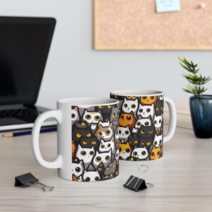 Cat Face Mug | Kitty Lover Coffee Cup | Cartoon Cat Design | Cat Items ...