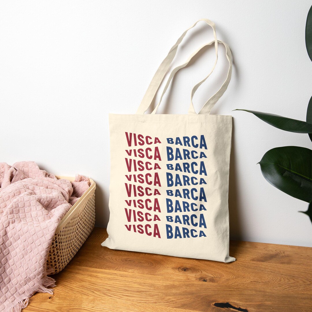 Visca Barca Cotton Canvas Tote Bag / FC Barcelona Fan Totebag / Culer ...