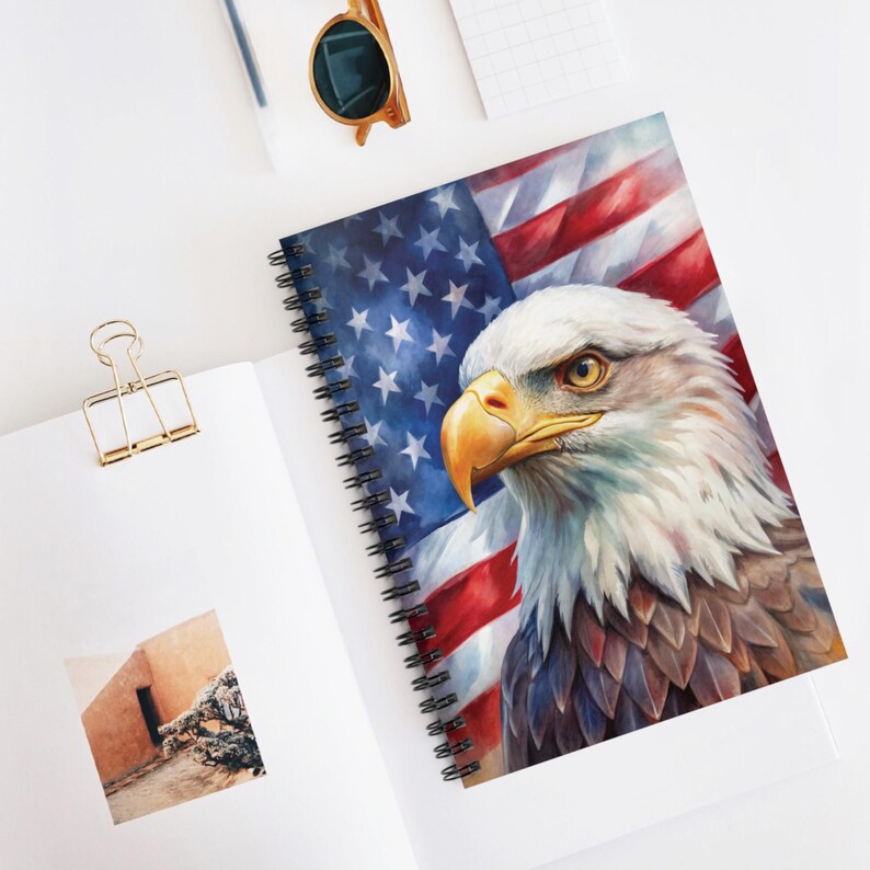 Watercolor Bald Eagle USA Flag Journal / Election Notebooks / Patriotic ...