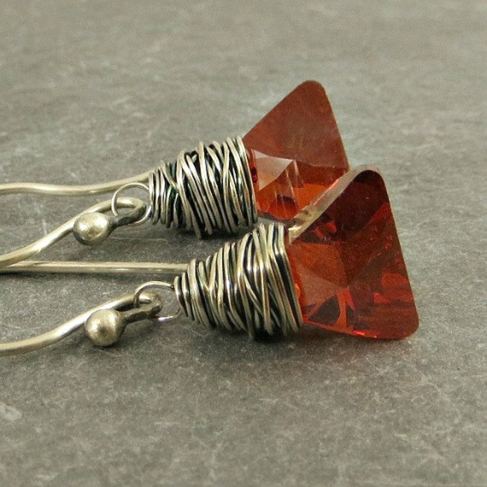 Red Crystal Earrings Faceted Crystals Holiday Jewelry Gifts | Etsy