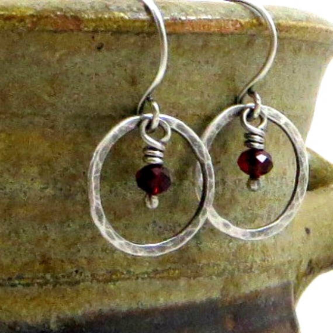 Red Crystal Circle Earrings Sterling Silver Jewelry Gifts for - Etsy
