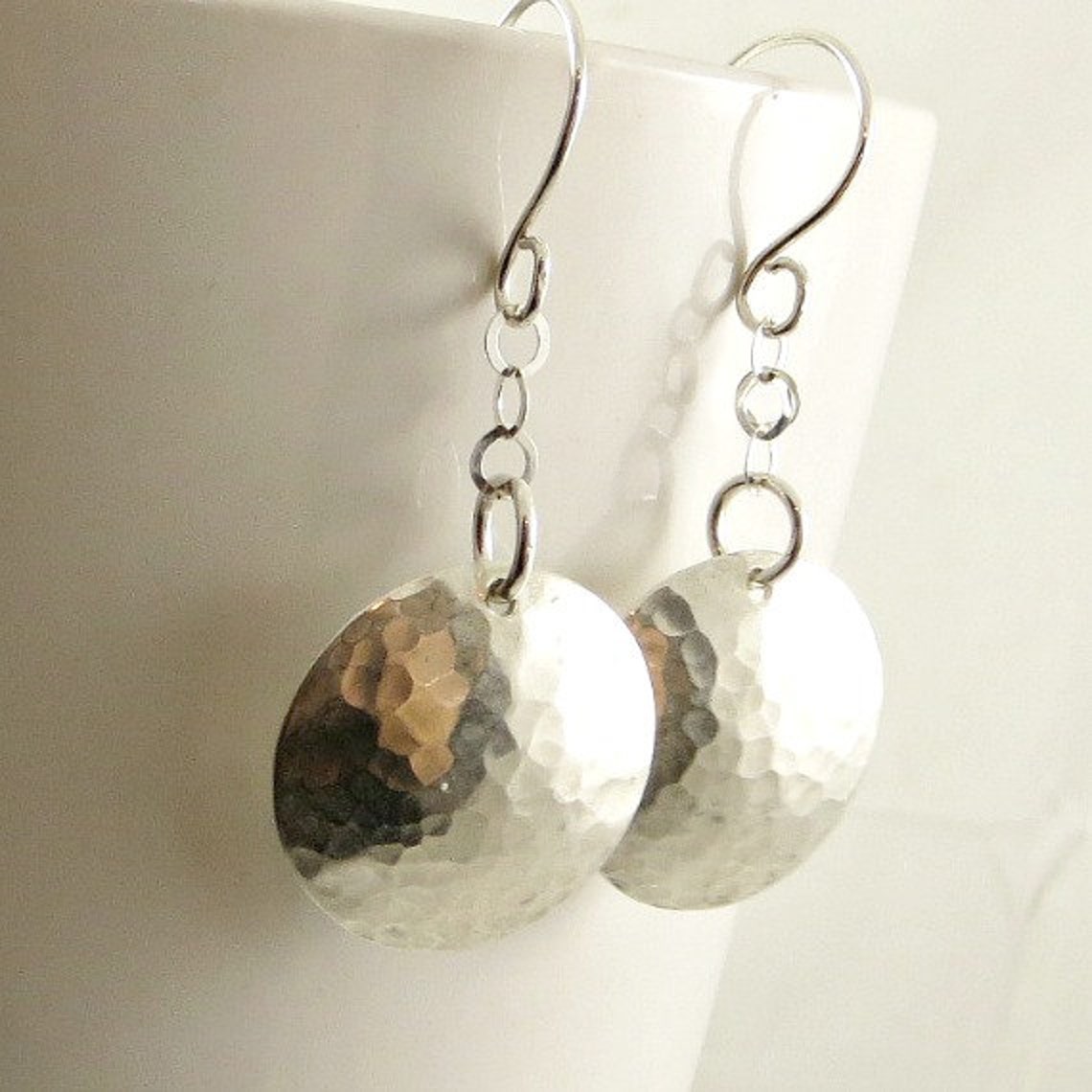 Silver Disc Earrings Sterling Silver Disc Earrings Eco - Etsy