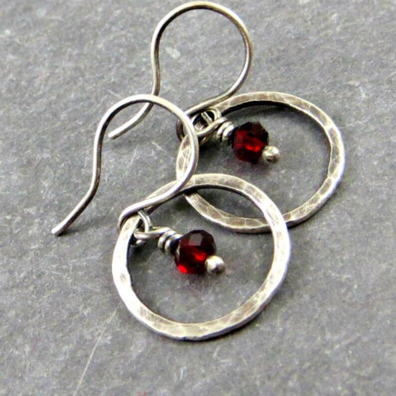 Red Crystal Circle Earrings Sterling Silver Jewelry Gifts for - Etsy
