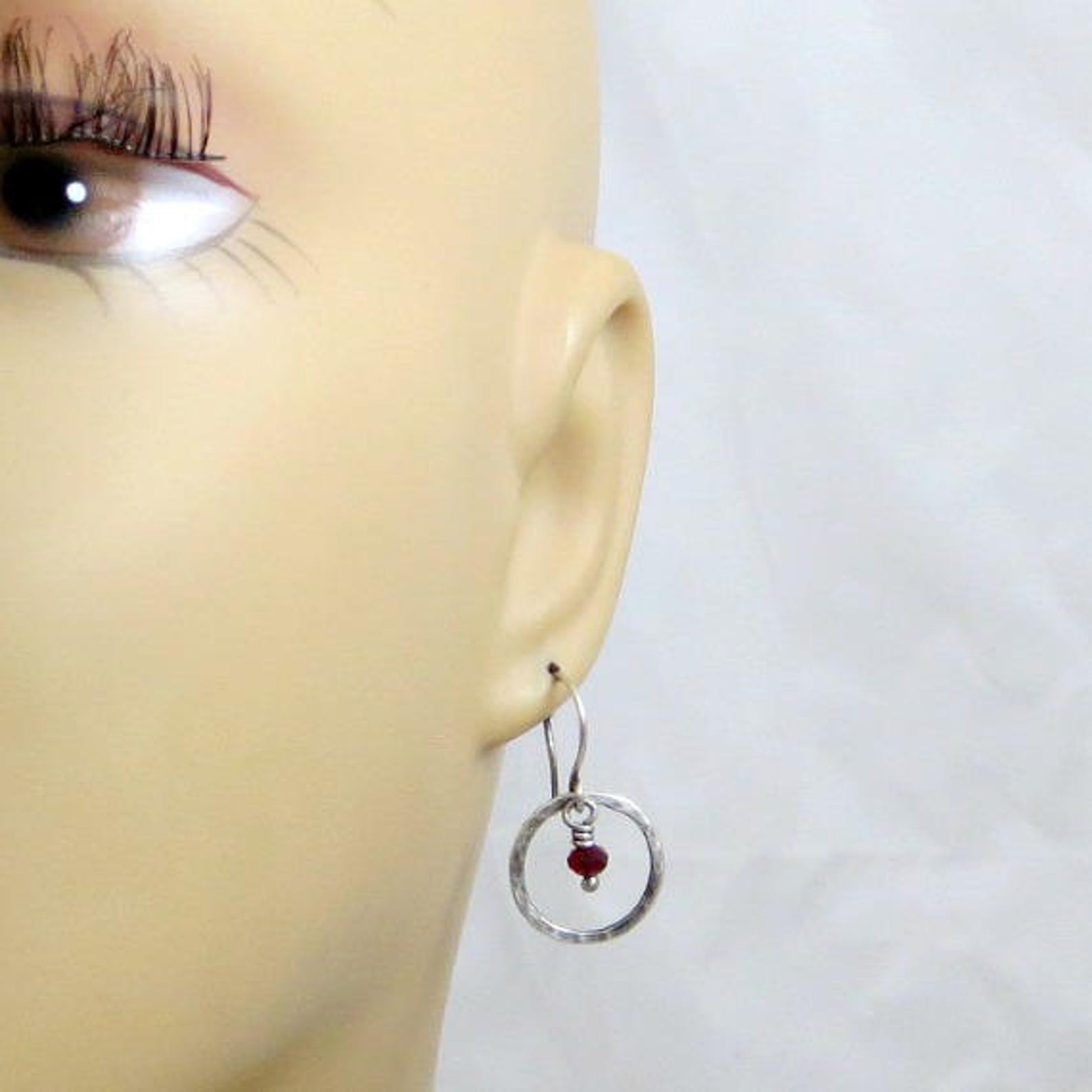 Red Crystal Circle Earrings Sterling Silver Jewelry Gifts for - Etsy