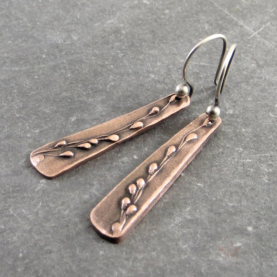 Copper Drop Earrings Botanical Jewelry Nature Lover Gift Eco Friendly ...