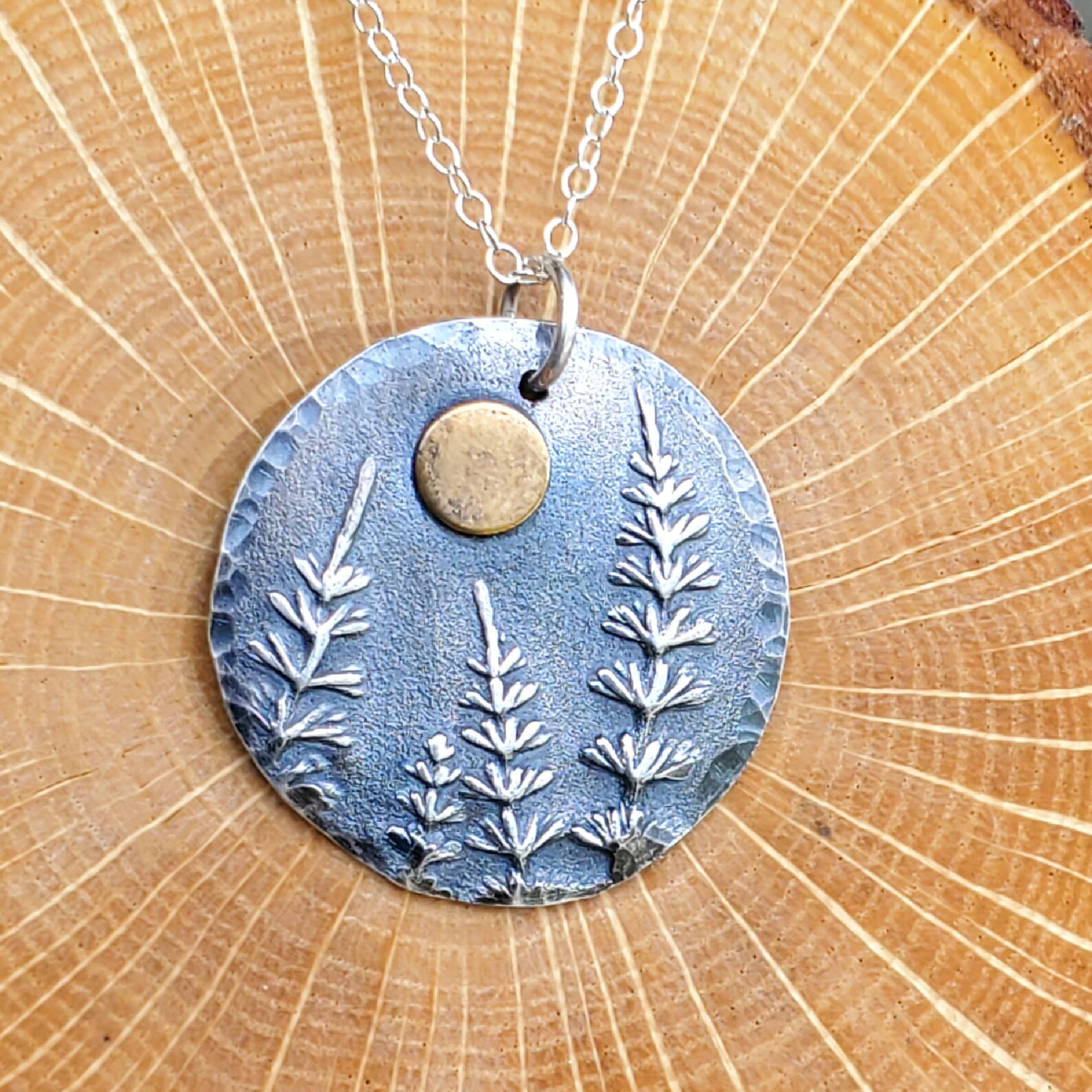 Pine Tree Necklace Landscape Necklace Rustic Pendant Mixed - Etsy