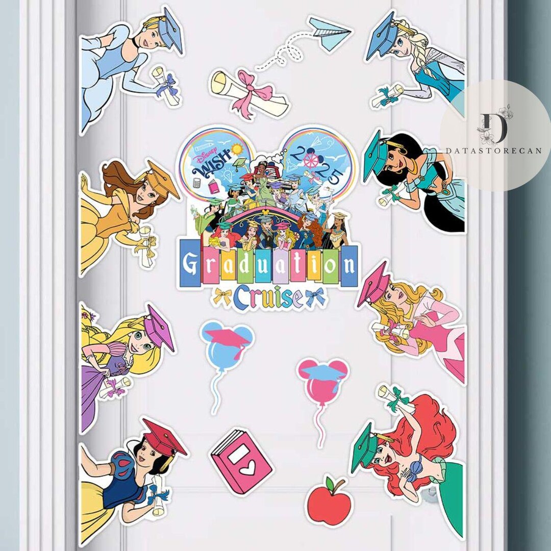 Personalized Disney Graduation Cruise Magnet, Princess Ariel Cinderella ...