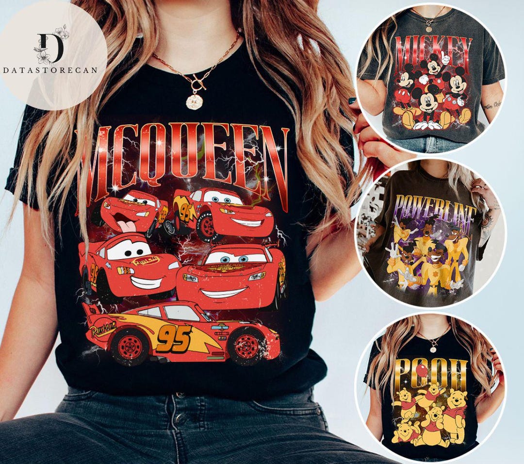 All Disney Character Bootleg Shirt, Mickey Mouse Lighting Mcqueen ...