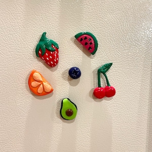 Handmade Clay Refrigerator Magnets Fruit Collection - Etsy