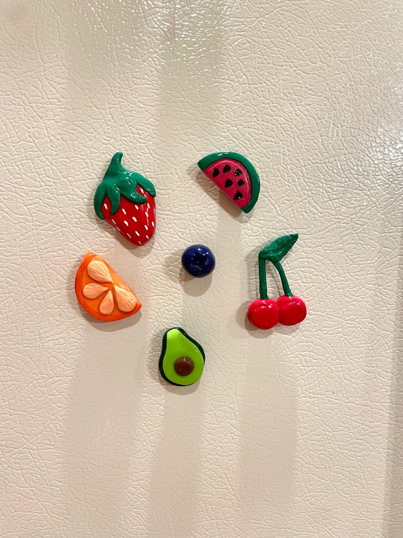 Handmade Clay Refrigerator Magnets Fruit Collection - Etsy