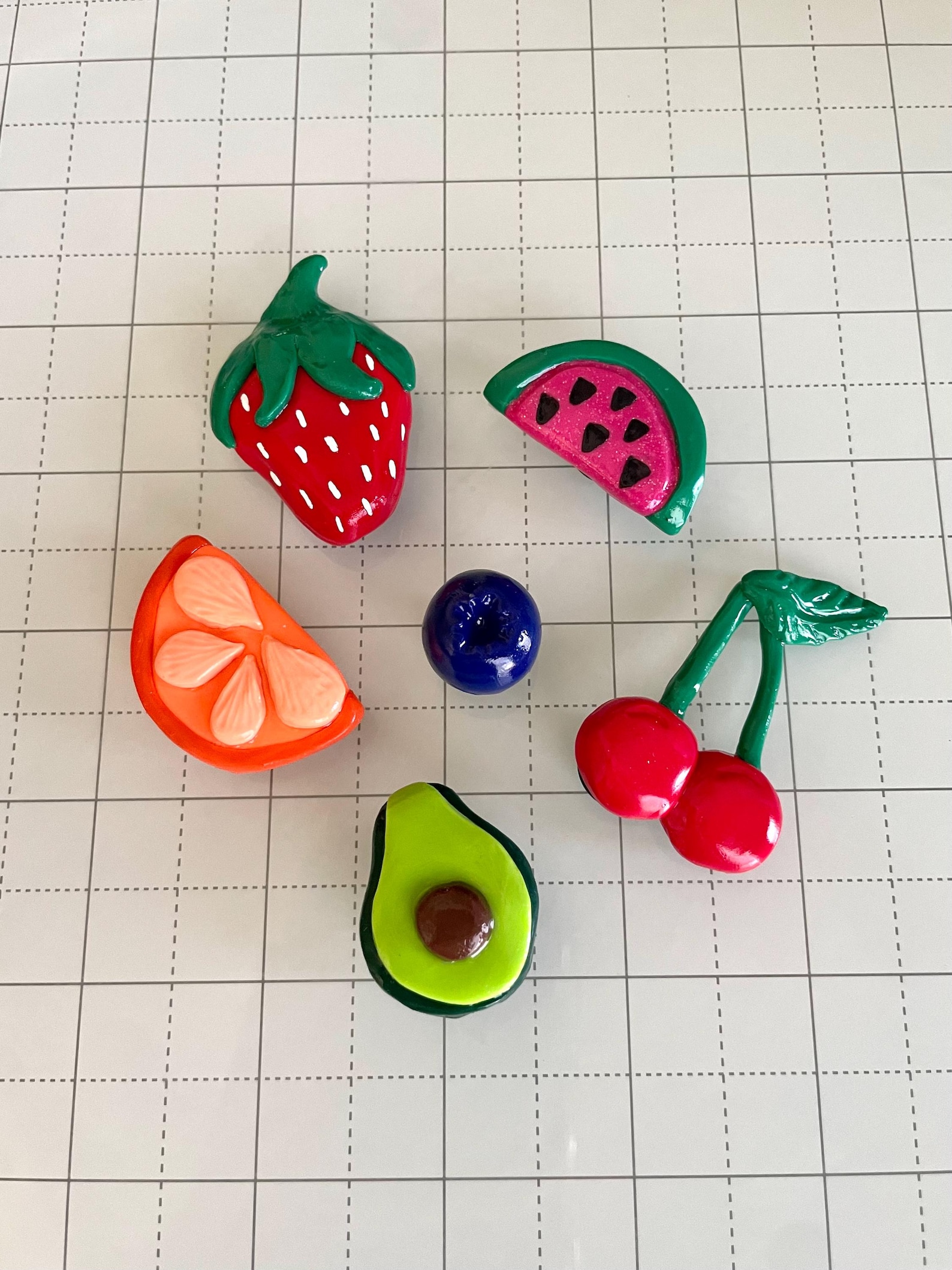 Handmade Clay Refrigerator Magnets Fruit Collection - Etsy