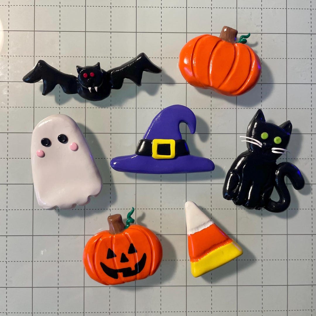 Handmade Clay Refrigerator Magnets | Halloween Collection - Etsy