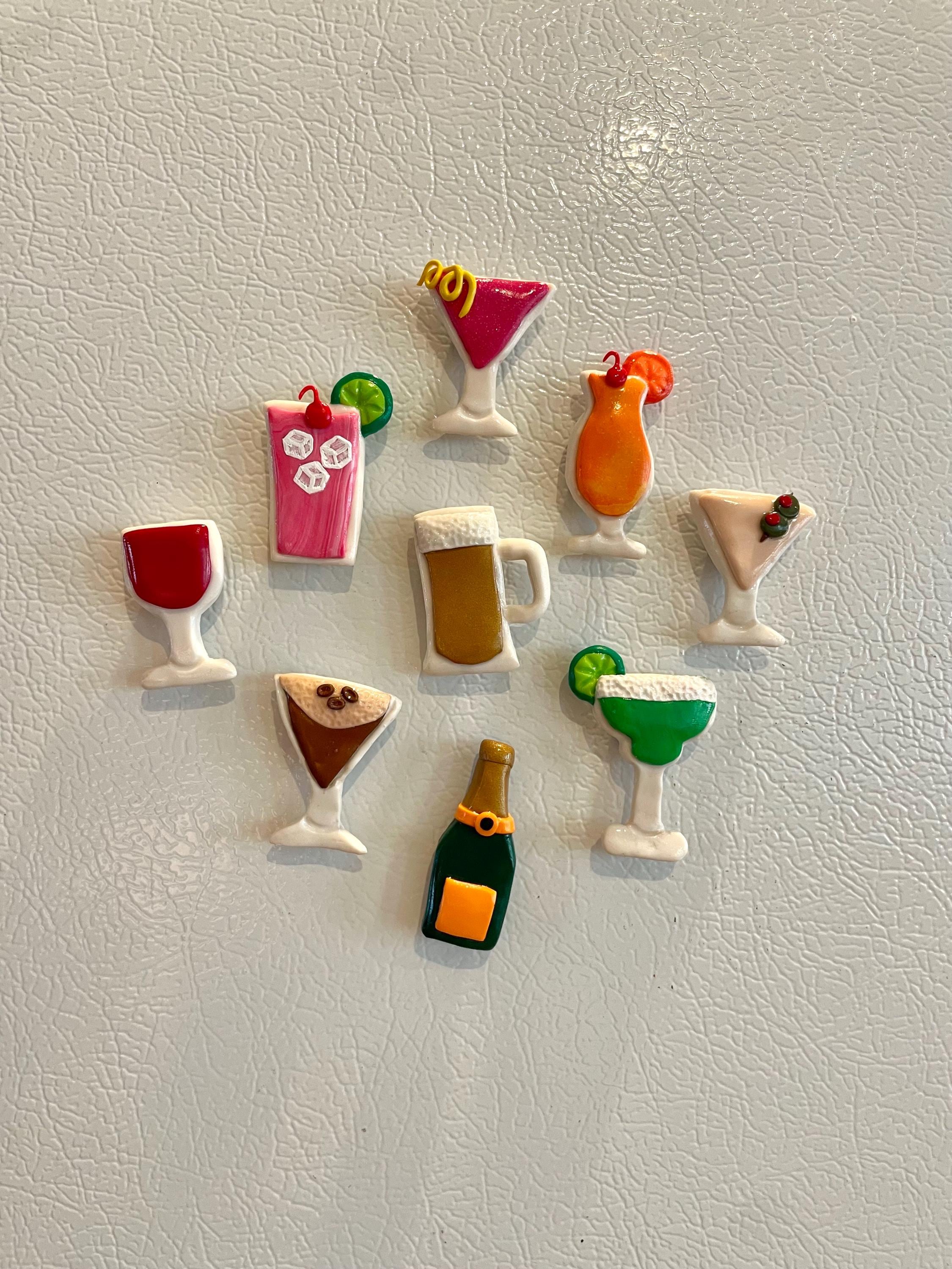 Handmade Clay Refrigerator Magnets | Adult Beverage Collection - Etsy