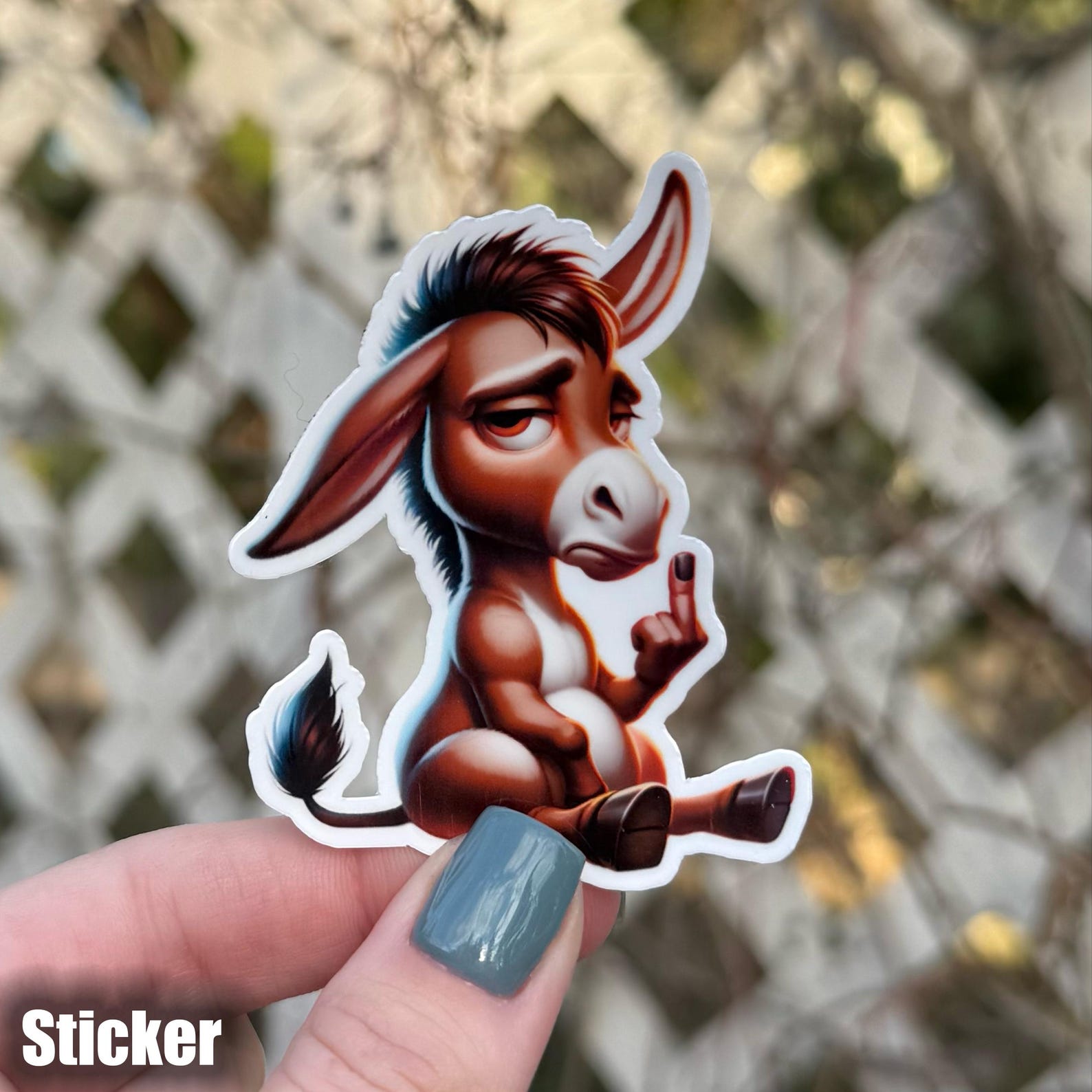 Grumpy Donkey Middle Finger Sticker - Funny Vinyl Decal Sticker or ...