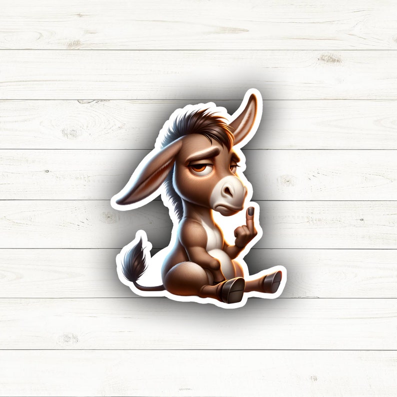 Grumpy Donkey Middle Finger Sticker - Vinyl Sticker | Decals | Water ...