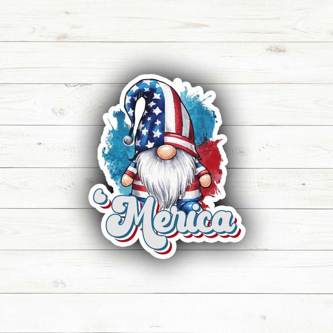 Gnome 'merica Sticker Waterproof Sticker Car Decals Laptop Stickers ...