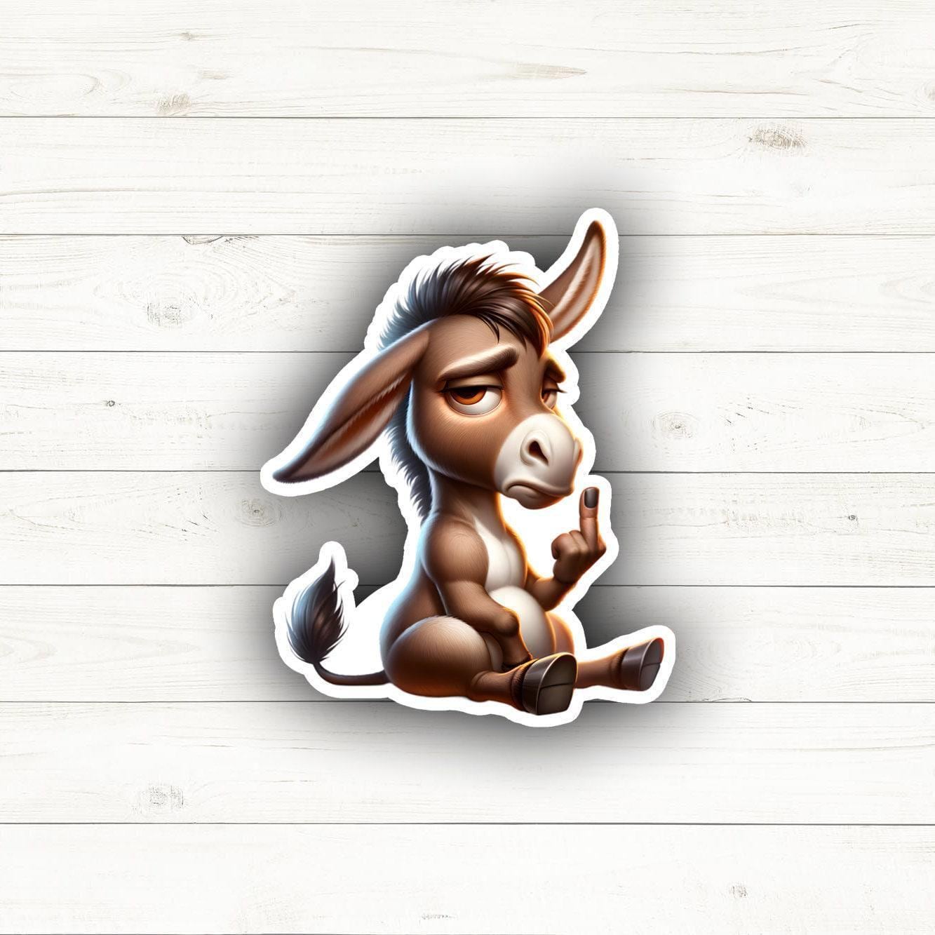 Grumpy Donkey Middle Finger Sticker - Funny Vinyl Decal Sticker or ...