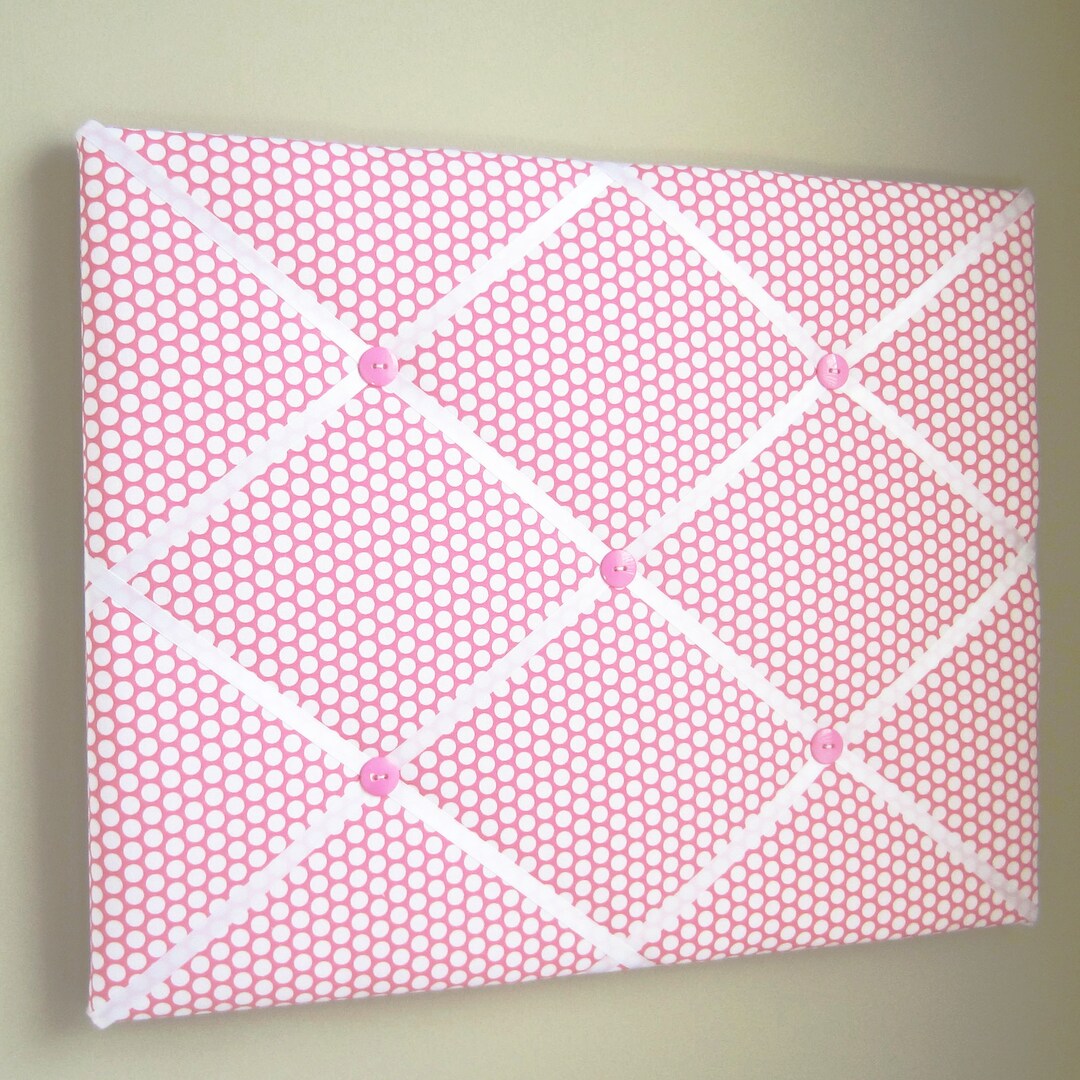 16"x20" French Memory Board Pink Polka Dot, Vision Board, Dream Board ...