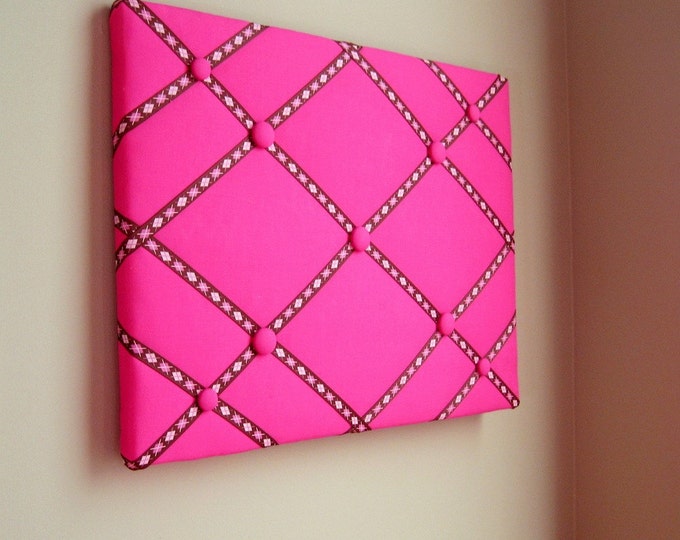 12x16 Memory Board Bow Holder Hot Pink and Brown Argyle - Etsy