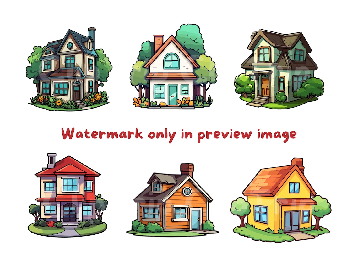 House Clipart Bundle, Vector Clipart House, House Clipart Set, Home ...