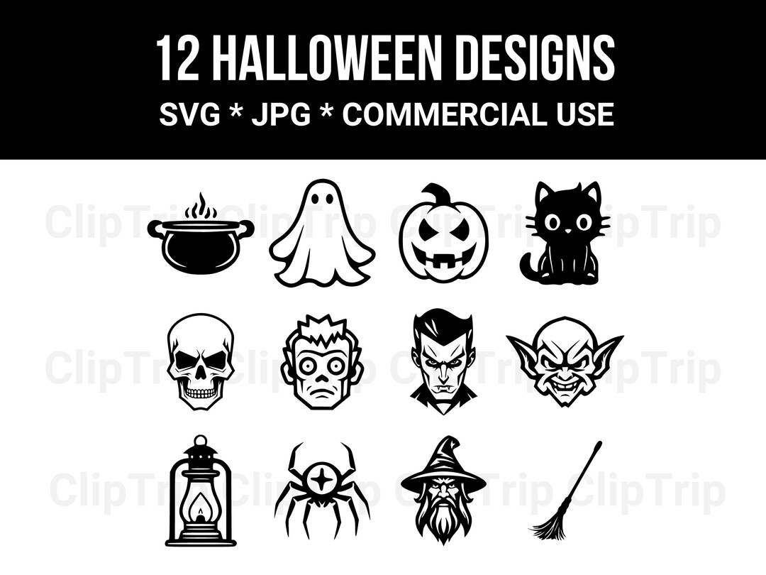 12 Halloween SVG Bundle, JPG, Pumpkin Clipart, Cute Ghost Svg, Witch ...