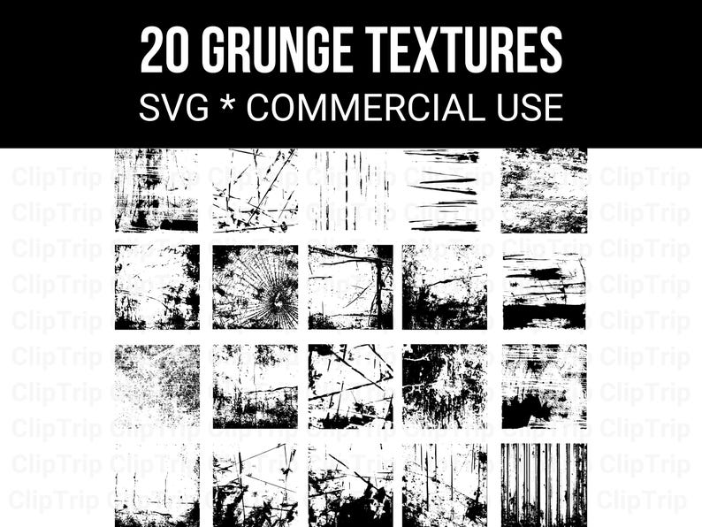 20 Grunge Texture SVG Bundle, Grunge Overlay SVG, Grunge Pattern ...