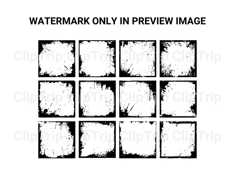 Grunge SVG Bundle Clipart, Circles Clipart, Distressed Frames, Ink ...