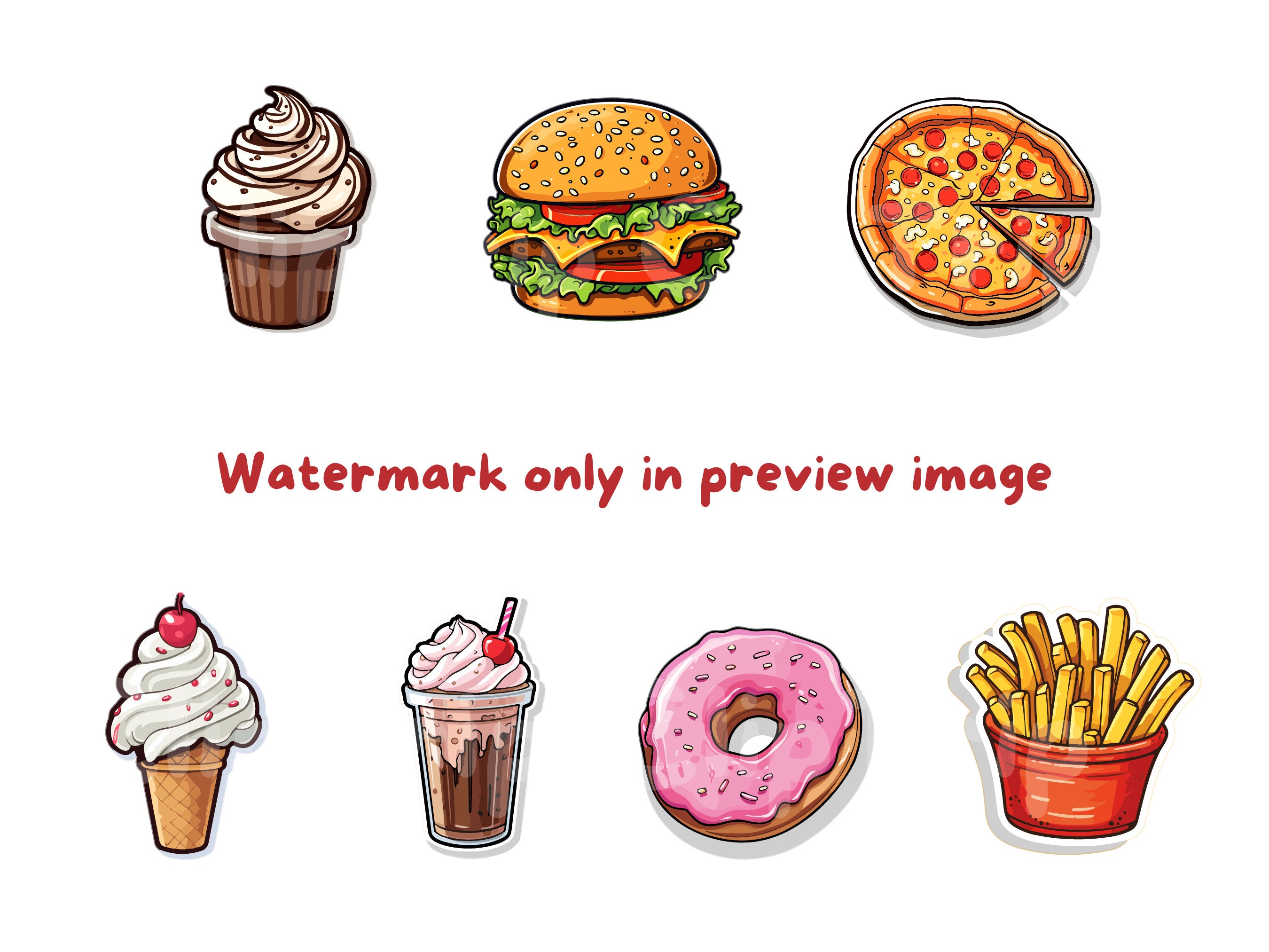7 Doodle Fast Food Clipart, Food Clipart, Burger Clipart, Fries Clipart ...