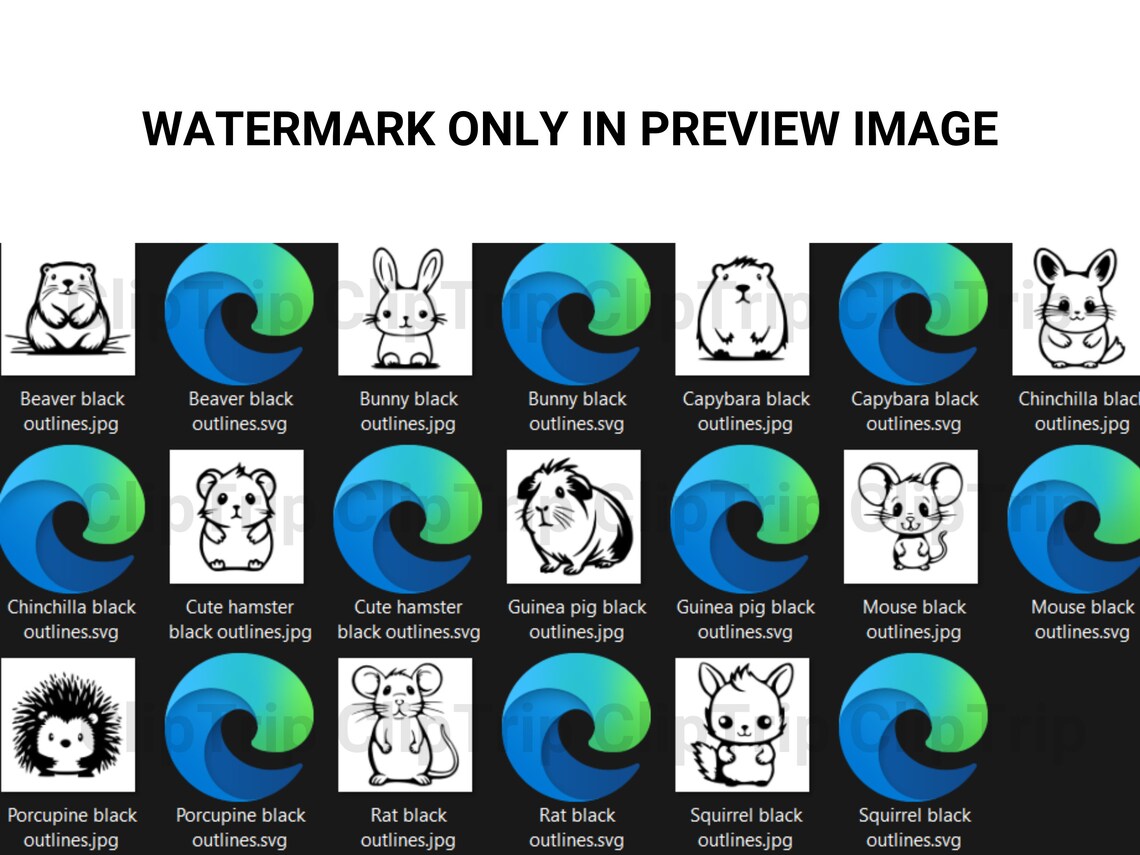Rodent SVG Bundle, Animals Outline Svg, Rodent Clipart, Silhouette ...