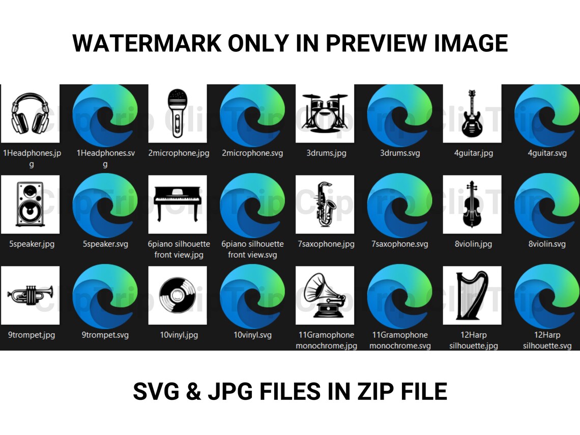 12 Music SVG Bundle, Musical Svg, Silhouette Svg, Clipart Vector Svg ...