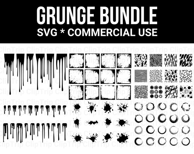 Grunge SVG Bundle Clipart, Circles Clipart, Distressed Frames, Ink ...