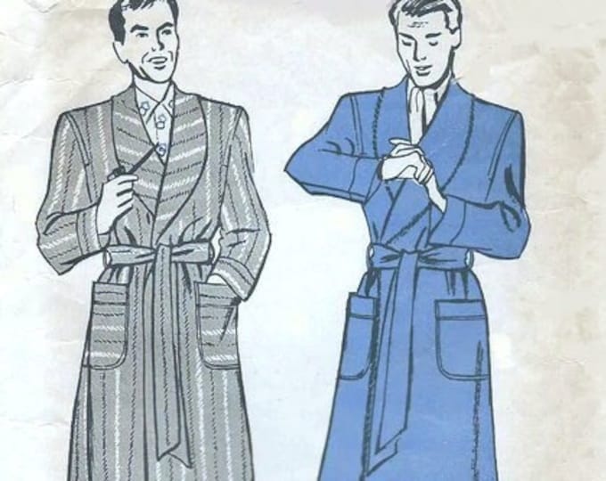 Butterick 3856 Well Tailored Men's 1940's Traditional Robe With Shawl ...